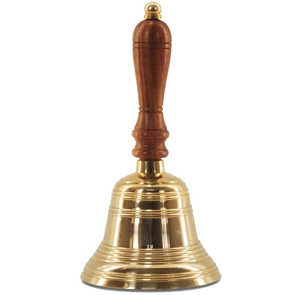 Cloche de table en laiton doré et bois 20.5 cm