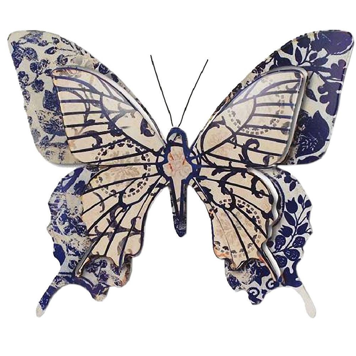 Décoration murale Papillon en métal Bleu 39 x 33 cm