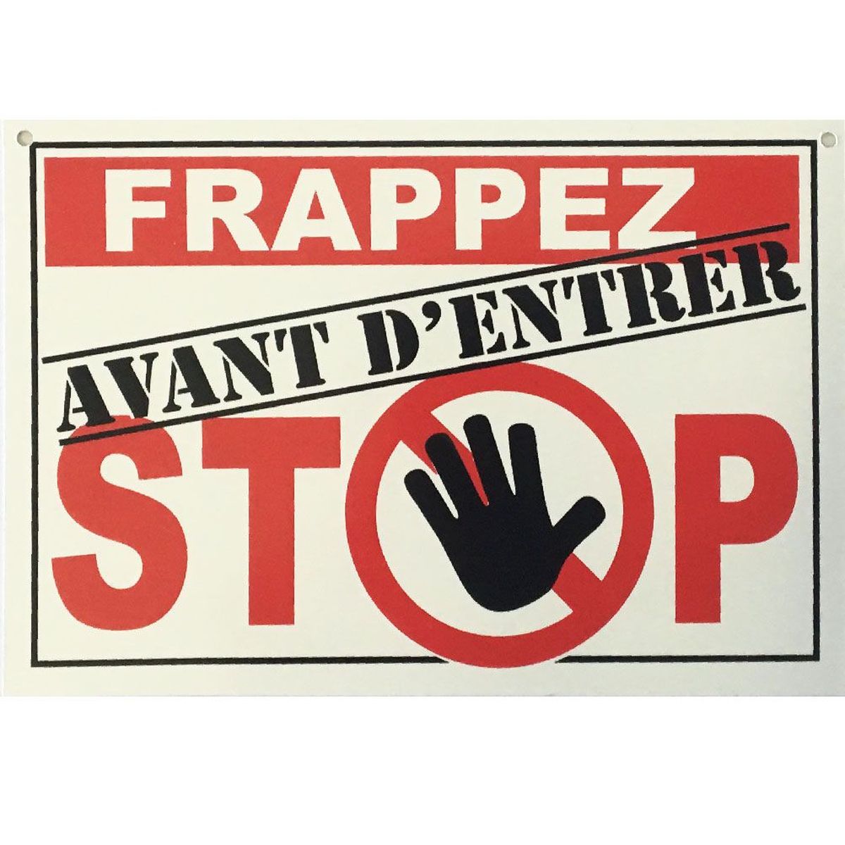 Plaque carte postale - Frappez avant d'entrer avec enveloppe 15 x 10.5 cm