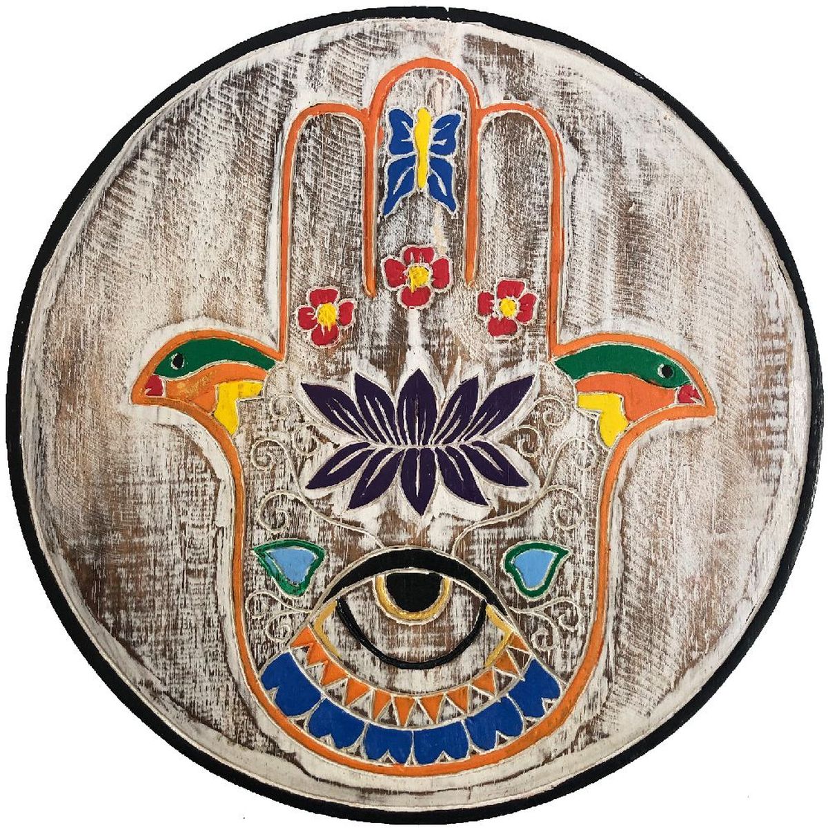 Plaque de bois Orientale Main de Fatima 34 cm