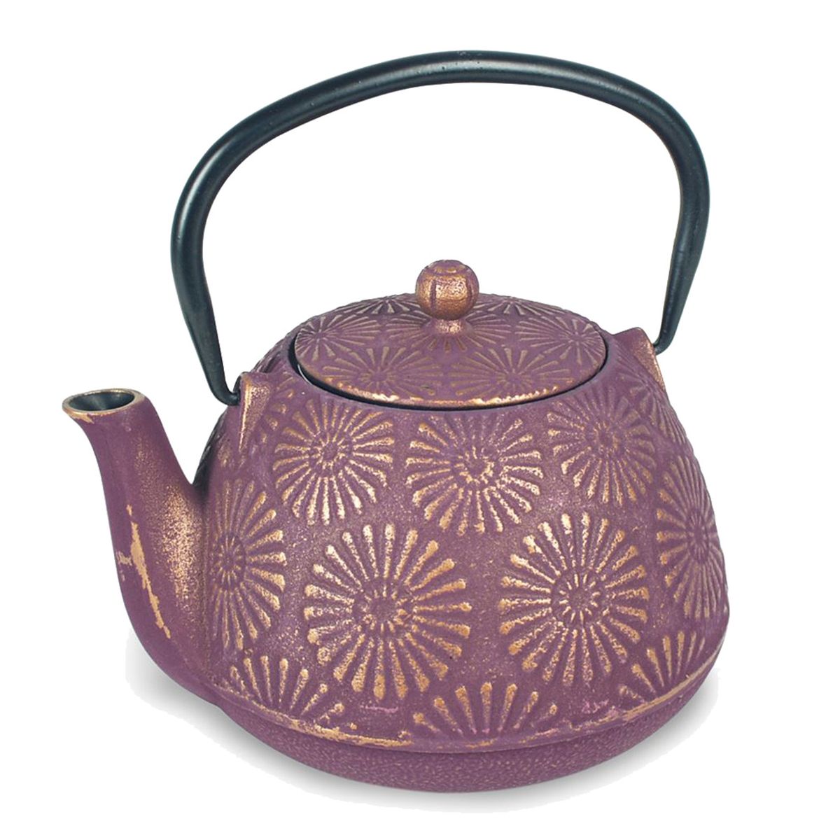 Théière Japonaise en fonte émaillée Prune et Or 1.2 litre - Type ...