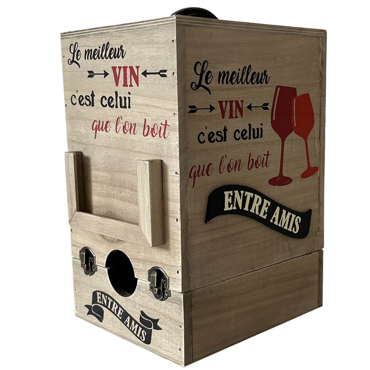 Porte cubi en bois - Le Meilleur Vin c'est celui que l'on boit entre amis
