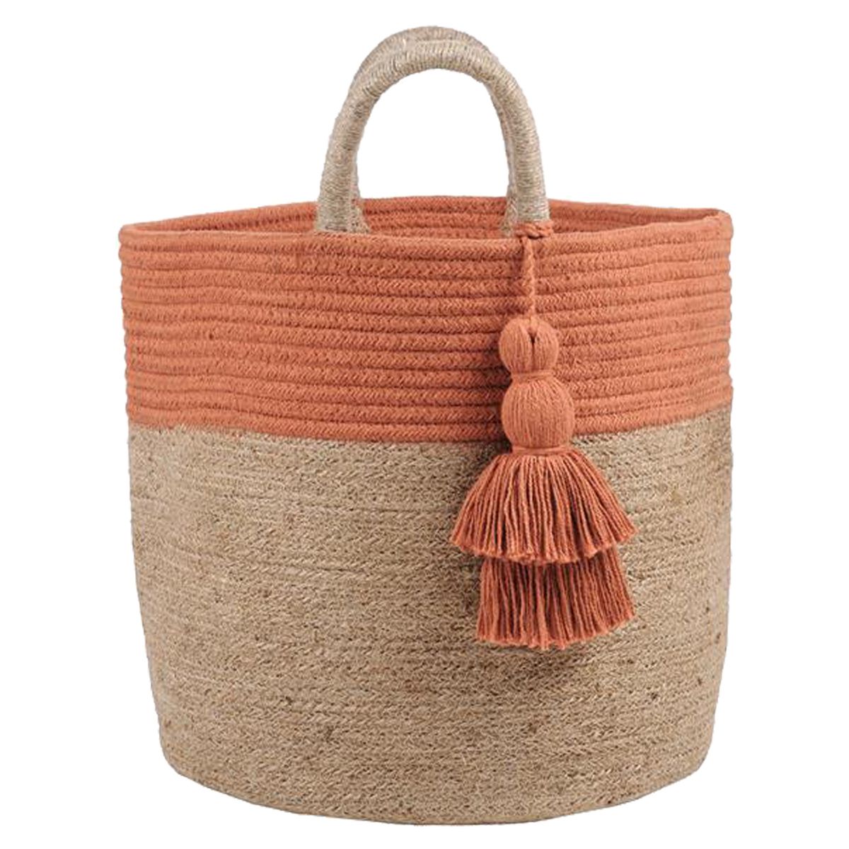 Panier ou Cache-pot Maori Naturel et Brique 30 cm