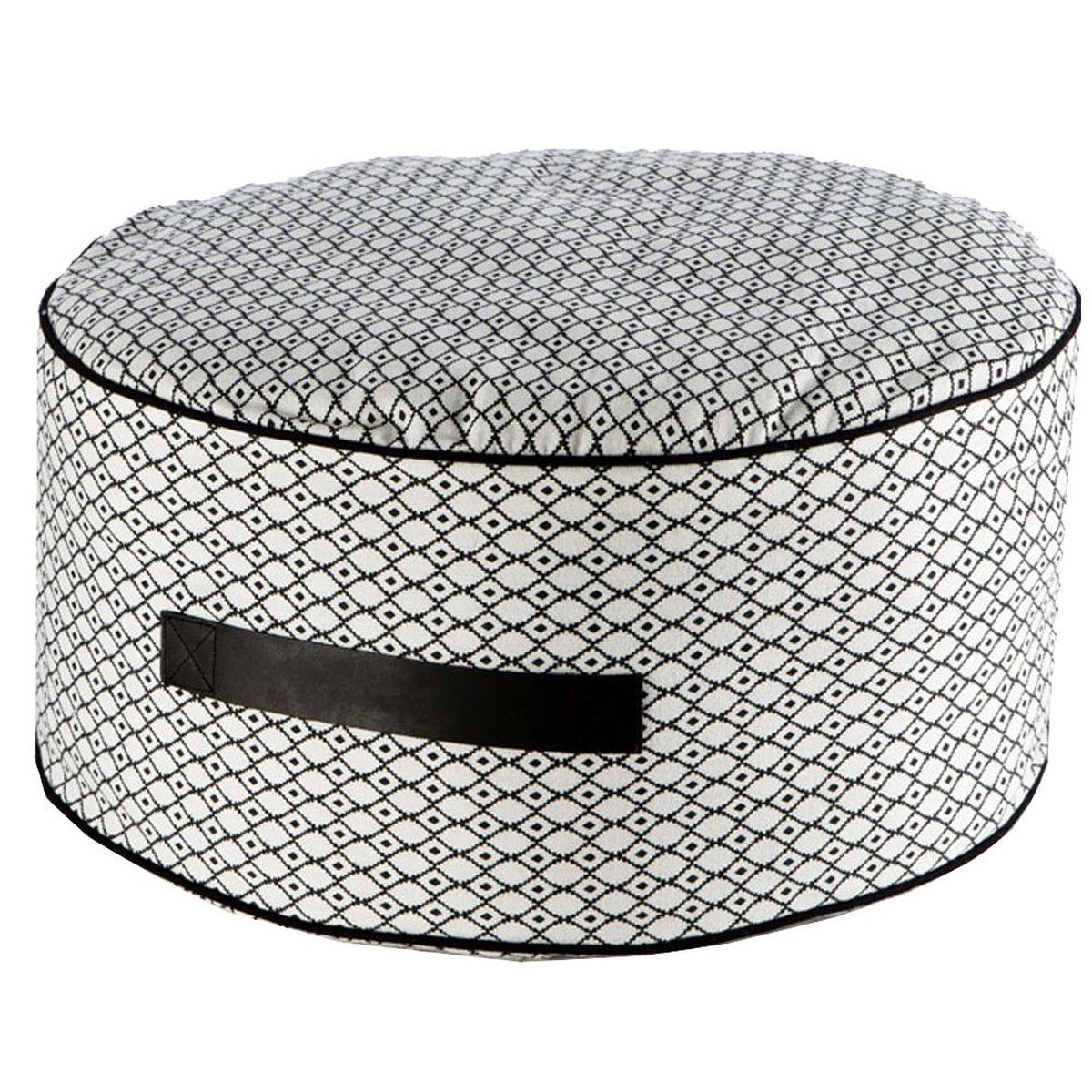 Coussin Pouf coton rond Blanc 45 x 45 x 20 cm Carnet de voyage