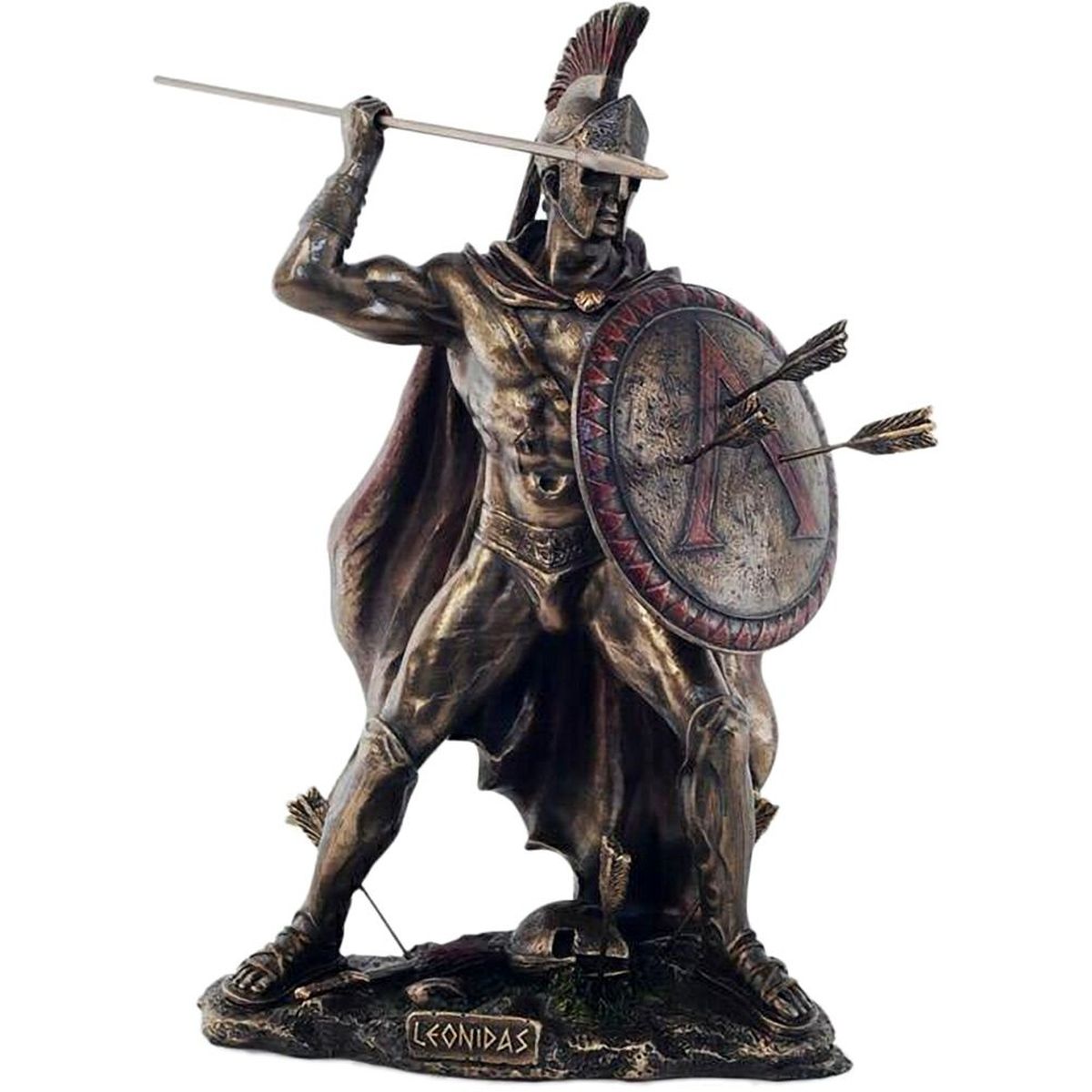 Figurine Léonidas en résine aspect bronze 25.5 cm