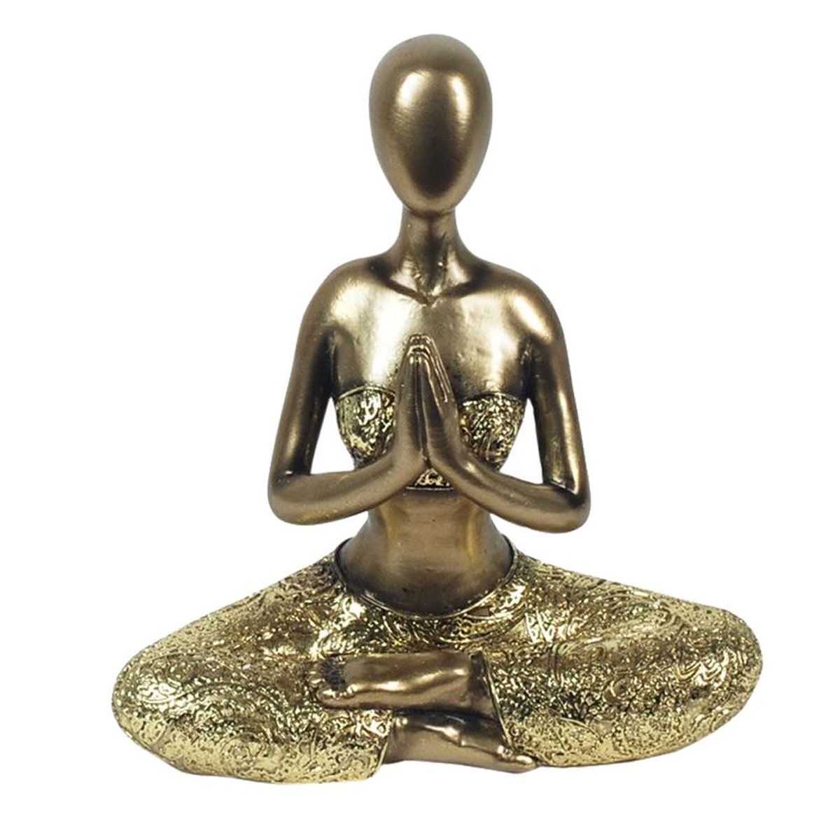 Figurine dorée Yoga anjali-mudra posture du lotus 17 cm