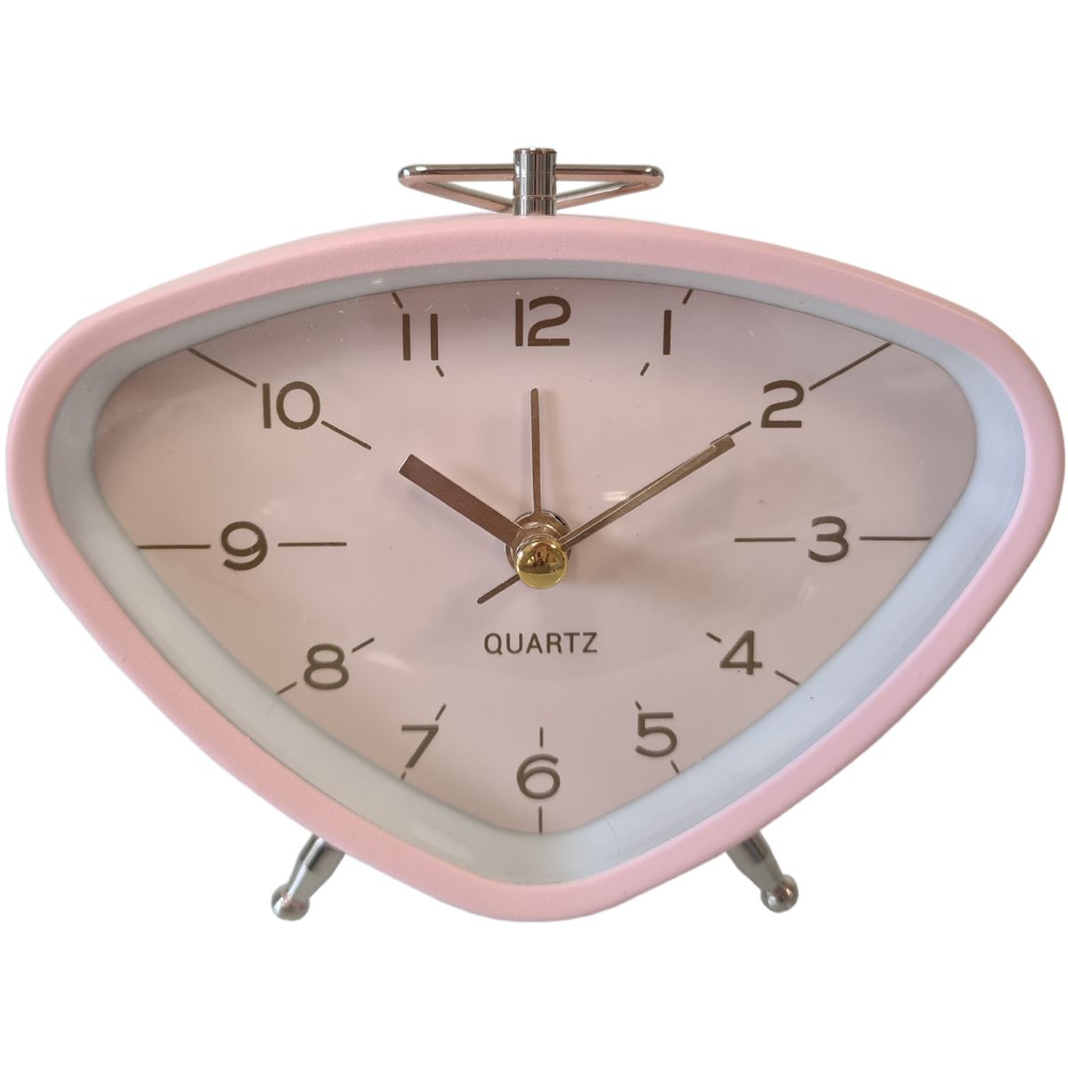 Réveil Triangulaire rétro en métal Rose - 9.3 cm