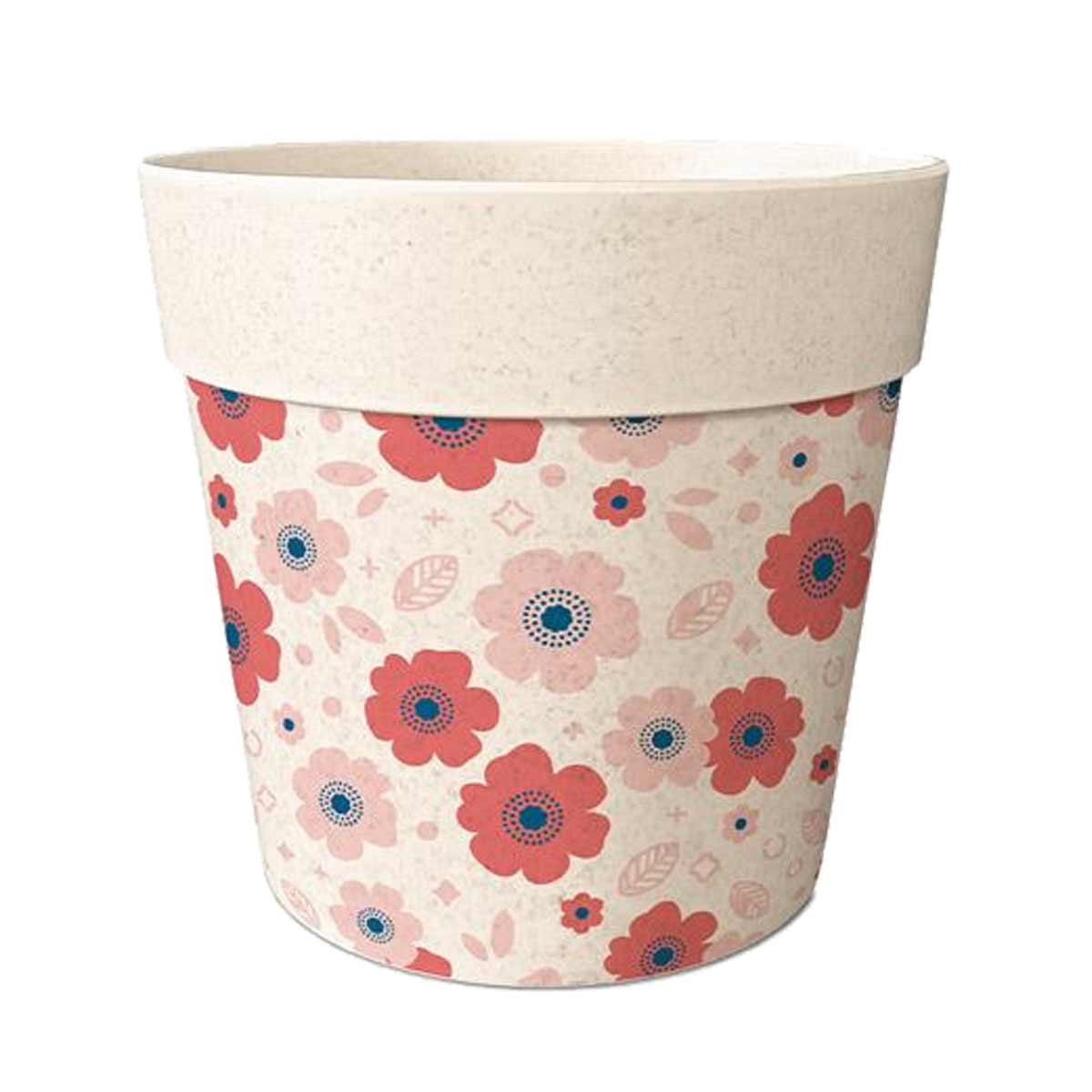 Mini cache Pot en Fibre de Bambou - fleurs roses