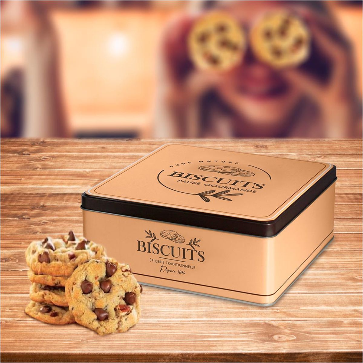 Boite à Biscuits en métal Épicerie Traditionnelle