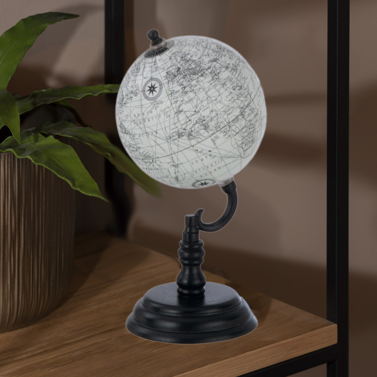 Globe Terrestre décoratif Blanc et noir 25 cm