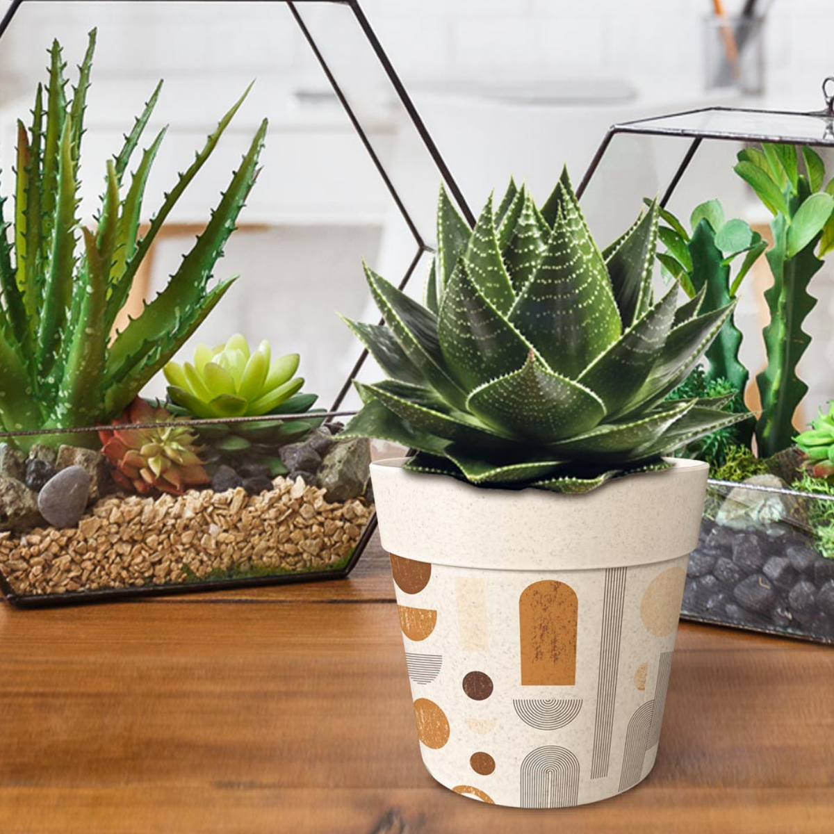 Cache Pot en Fibre de Bambou - Graphique - 13.5 cm